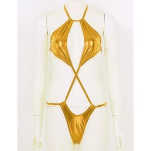 Luxevana | Swim | One Piece Sexy Swimsuit Metallic Gold Micro Bikini ...